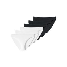 Damen Slip "Slip 6er Pack", uncover by Schiesser, Gr. M, schwarz, Obermaterial: 95% Baumwolle CO. 5% Elasthan EL., Unterhosen