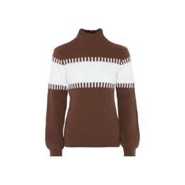 FENIA Pullover Damen Gr&ouml;&szlig;e M/L braun / wei&szlig;