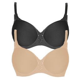 Viania Damen T-Shirt-BH "2er Pack Spacer B&uuml;gel BH Carola", Gr. 90, bunt, Stoff, Obermaterial: 62% Polyamid PA. 27% Polyester PES. 11% Elasthan EL.,