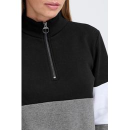 oxmo Damen Troyer "Longsweatshirt OXOmaren", schwarz, Gr. XS, Obermaterial: 80% Polyester PES. 20% Baumwolle CO., Pullover