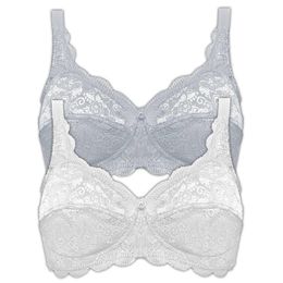 SuSa Damen B&uuml;gelloser BH "2er Pack BH ohne B&uuml;gel Latina", Gr. 90, bunt, Spitze, Obermaterial: 77% Polyamid PA. 15% Baumwolle CO. 8% Elasthan EL., BHs
