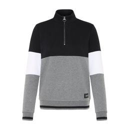 oxmo Damen Troyer "Longsweatshirt OXOmaren", schwarz, Gr. S, Obermaterial: 80% Polyester PES. 20% Baumwolle CO., Pullover