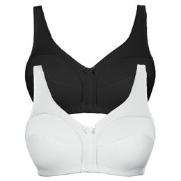 Viania Damen Soft-BH "2er Pack Baumwoll Soft BH Basic", Gr. 75, bunt, Obermaterial: 100% Baumwolle CO., BHs