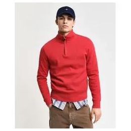 Gant f&uuml;r Herren. 2068028 Sacker Rib Sweatshirt mit halbem Rei&szlig;verschluss rot (4XL), L&auml;ssig, Baumwolle