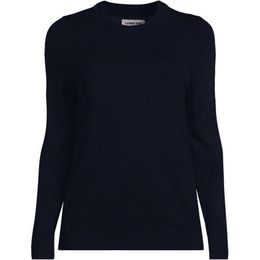 LANDS' END CashTouch Rundhalspullover, Damen,  Blau, by Lands' End