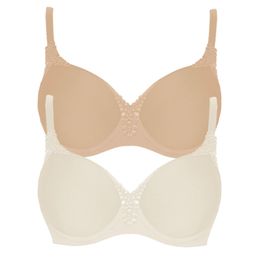 Viania Damen T-Shirt-BH "2er Pack Spacer B&uuml;gel BH Carola", Gr. 90, bunt, Stoff, Obermaterial: 62% Polyamid PA. 27% Polyester PES. 11% Elasthan EL.,