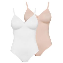 SuSa Damen Body "2er Pack Body ohne B&uuml;gel Basic", Gr. 75, bunt, Stoff, Obermaterial: 82% Polyamid PA. 18% Elasthan EL., Bodys