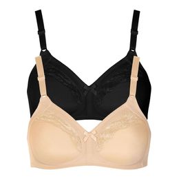 LISCA Damen B&uuml;gelloser BH "2er Pack BH ohne B&uuml;gel Minca", Gr. 80, bunt, Obermaterial: 55% Polyester PES. 35% Polyamid PA. 10% Elasthan EL., BHs