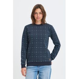 oxmo Damen Longpullover "Sweater OXKaren", blau, Gr. S, Obermaterial: 80% Polyester PES. 20% Baumwolle CO., Pullover