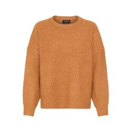 oxmo Damen Strickfleece-Pullover "Strickpullover OXBomma", braun, Gr. M, Obermaterial: 93% Polyester PES. 5% Wolle mw. 2% Elasthan EL., Pullover