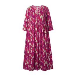 Ulla Popken Kleid Damen Gr&ouml;&szlig;e 42/44 gelb / pink Winterkleid
