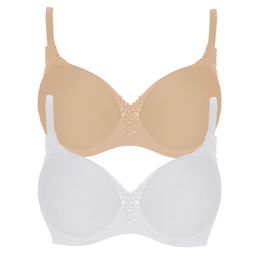 Viania Damen T-Shirt-BH "2er Pack Spacer B&uuml;gel BH Carola", Gr. 70, bunt, Stoff, Obermaterial: 62% Polyamid PA. 27% Polyester PES. 11% Elasthan EL.,