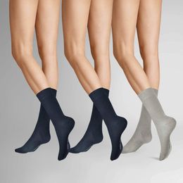 Hudson Damen Socken "Socke Easy&sup3; 3-Pack", Gr. 43, bunt, Obermaterial: 56% Baumwolle CO. 24% Polyester PES. 17% Polyamid PA. 3% Elasthan EL., Socken