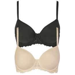 Nina von C. Damen T-Shirt-BH "2er Pack Spacer BH mit B&uuml;gel Millefleurs", Gr. 80, bunt, Obermaterial: 85% Polyamid PA. 15% Elasthan EL., BHs