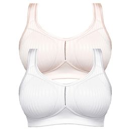 SuSa Damen B&uuml;gelloser BH "2er Pack Entlastungs BH Cremona", Gr. 95, bunt, Obermaterial: 76% Polyamid PA. 24% Elasthan EL., BHs