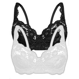 Sassa Mode SASSA Damen B&uuml;gel-BH "2er Pack B&uuml;gel BH CLASSIC LACE", Gr. 100, bunt, Obermaterial: 90% Polyamid PA. 10% Elasthan EL., BHs