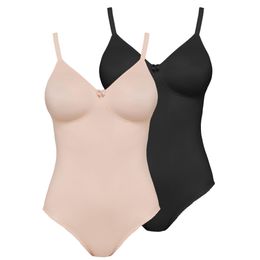 SuSa Damen Body "2er Pack Body ohne B&uuml;gel Basic", Gr. 95, bunt, Stoff, Obermaterial: 82% Polyamid PA. 18% Elasthan EL., Bodys