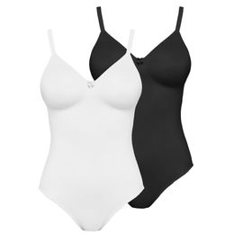 SuSa Damen Body "2er Pack Body ohne B&uuml;gel Basic", Gr. 90, bunt, Stoff, Obermaterial: 82% Polyamid PA. 18% Elasthan EL., Bodys