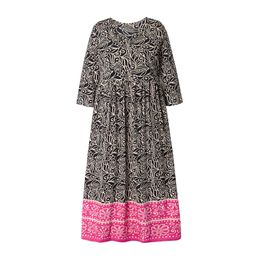Ulla Popken Kleid Damen Gr&ouml;&szlig;e 42/44 ecru / pink / schwarz Winterkleid