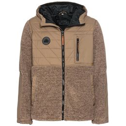 Camel Active Fleecejacke im Materialmix Herren Gr&ouml;&szlig;e XXL braun