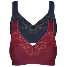SuSa Damen Soft-BH "2er Pack BH ohne B&uuml;gel", Gr. 100, bunt, Obermaterial: 76% Baumwolle CO. 18% Polyamid PA. 6% Elasthan EL., BHs