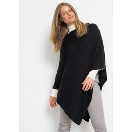 bonprix Poncho mit Kaschmiranteil, schwarz