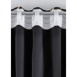 bonprix Abdunkelnder Vorhang mit Glanz Druck (1er Pack), schwarz, Gr.245x130 cm, Eleganter Vorhang zum abdunkeln