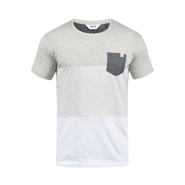 !Solid Gestreiftes T-Shirt 'Malte' mit Brusttasche Herren Gr&ouml;&szlig;e XL grau / dunkelgrau / wei&szlig;