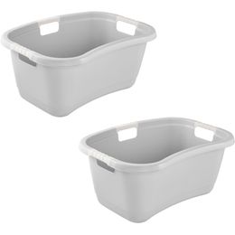 keeeper W&auml;schewanne "janne, 2er Set, Wanne mit Softgriffen, 65 x 45 x 28 cm, 50 l", 50 lnordic grau, W&auml;schesammler, ergonomische Form, komfortable