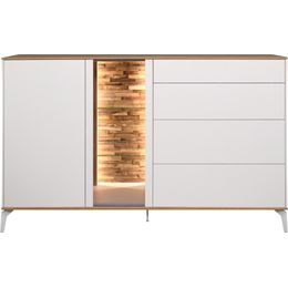 M&auml;usbacher Kommode M&Auml;USBACHER, ice wei&szlig; supermatt, asteiche, B:169cm H:103cm T:42cm, Sideboards, Kommode, Faro Sideboard B 169 cm, inkl. Beleuchtung, Push to open, Metallf&uuml;&szlig;e