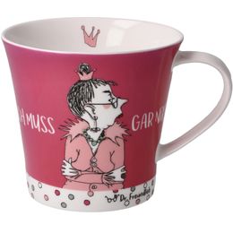 Tasse Goebel "Barbara Freundlieb", bunt, B:10,5cm H:9,5cm, Porzellan, Trinkgef&auml;&szlig;e, Tasse, Coffee-/Tea Mug,Barbara Freundlieb - "Ich muss gar nix"