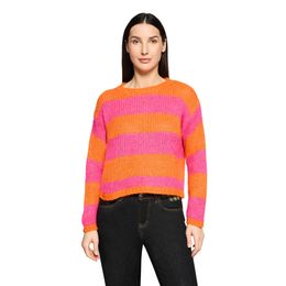 Strickpullover Cartoon "Damen mit Rundhalsausschnitt", Damen, Gr. 34, orange, pink, Obermaterial: 57% Polyacryl, 29% Polyamid, 7% Wolle, 7% Viskose, oversize normal, Rundhals, Pullover Strickpullover