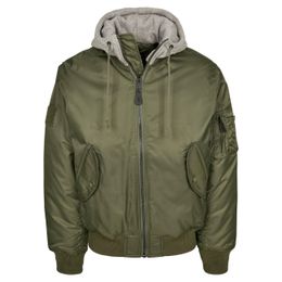 Anorak Brandit "Brandit Herren Hooded MA1 Bomber Jacket", Herren, Gr. 4XL, olive, grau, 100% Polyester, unifarben, normal, ohne Ausschnitt, Jacken