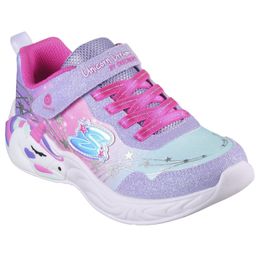 Sneaker Skechers "UNICORN DREAMS", M&auml;dchen, Gr. 29, lila (lavendel, rosa einhorn), Textil, Schuhe Sneaker, Blinkschuh, Klettschuh, Kinderschuh mit Gummizug und Klettriegel