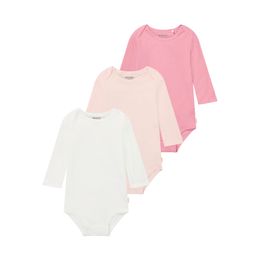 Langarmbody HUGGIES BABYWEAR "HUGB 3PK BODYSUIT", Jungen, Gr. 2 (62), N-Gr, huggies wild rose, Feinripp, Obermaterial: 100% Baumwolle, unifarben, normal lang, Rundhals, abgerundeter Saum, Bodys, 3er-Pack, in Ripp-Optik