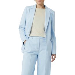 Jackenblazer comma, Damen, Gr. 44, blau (canal blau), Web, Obermaterial: 51% Baumwolle, 46% Polyester, 3% Elasthan, unifarben, tailliert taillenbedeckt, gerader Abschluss, Blazer, mit Reverskragen