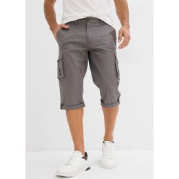 bonprix Long-Bermuda in Regular Fit, grau, Gr.48, Moderne Long-Bermuda mit aufgesetzten Taschen und Dehnbund, 97% Baumwolle
