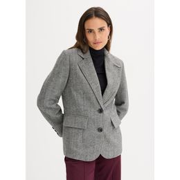 bonprix Blazer mit Fischgratmuster und Wollanteil, grau