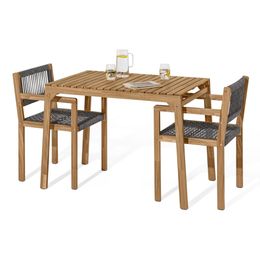 Tchibo - Balkon-Set mit Textilgeflecht - 110x65,5x75cm - grau - Akazienholz / Stahl / Polypropylen