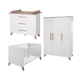 Roba Kinderzimmerset &raquo;Ole&laquo; Bett - 76x142x82cm - wei&szlig; - Holz / Holz