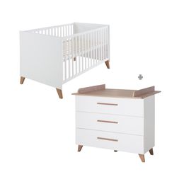 Roba &raquo;Ole&laquo; Kinderzimmerset Bett und Wickelkommode - 76x142x82cm - wei&szlig; - Holz / Holz