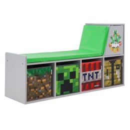 Roba Minecraft Sitzbank und Leseregal - 119x30x60cm - grau - Holz / Polyester / Schaumstoff