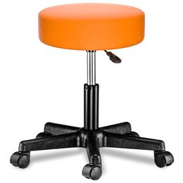 Casaria Rollhocker Kunstleder Orange 360&deg; drehbar