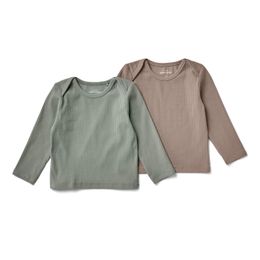 Tchibo - 2 Baby-Langarmshirts mit Rippstruktur - Baby - Gr. 50/56 - hellbraun