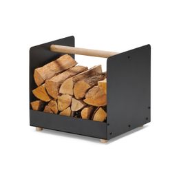 Tchibo - Kaminholzkorb - 40x35x37cm - schwarz - Stahl / Holz / Rubberwood-Holz