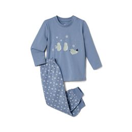Tchibo - Kinder-Glow-in-the-dark-Pyjama mit Pinguinprint - Herren - Gr. 134/140 - blau/print