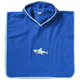 Playshoes Poncho 'Hai' Jungen Gr&ouml;&szlig;e 50/92 blau / hellgrau