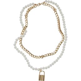 Urban Classics Kette 'Padlock' Damen Gr&ouml;&szlig;e One Size gold / wei&szlig;