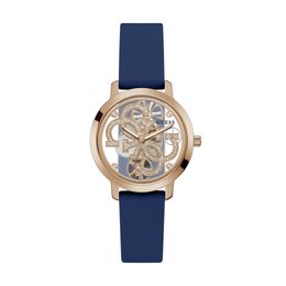 Guess Analoguhr 'QUATTRO CLEAR ' Damen Gr&ouml;&szlig;e One Size blau / gold