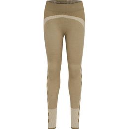 Hummel Sporthose M&auml;dchen Gr&ouml;&szlig;e 122/134 dunkelbeige / dunkelgelb